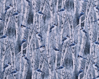 Blue Jay Fabric Blue Jays on Aqua by Shellypenko Watercolor Bird ...