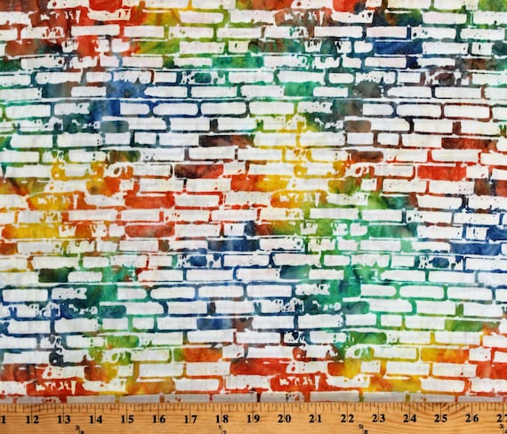 Cotton Batik Bricks Building Construction Hand Dyed Colorful | Etsy