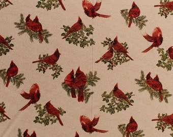 Cardinals Fabric Cardinals by Crystal Walen Birds Gold Leaves Winter ...