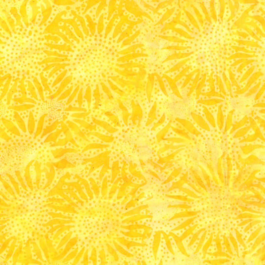 Cotton Batik Sunflowers Yellow Floral Hand-dyed Bali Batiks Cotton ...