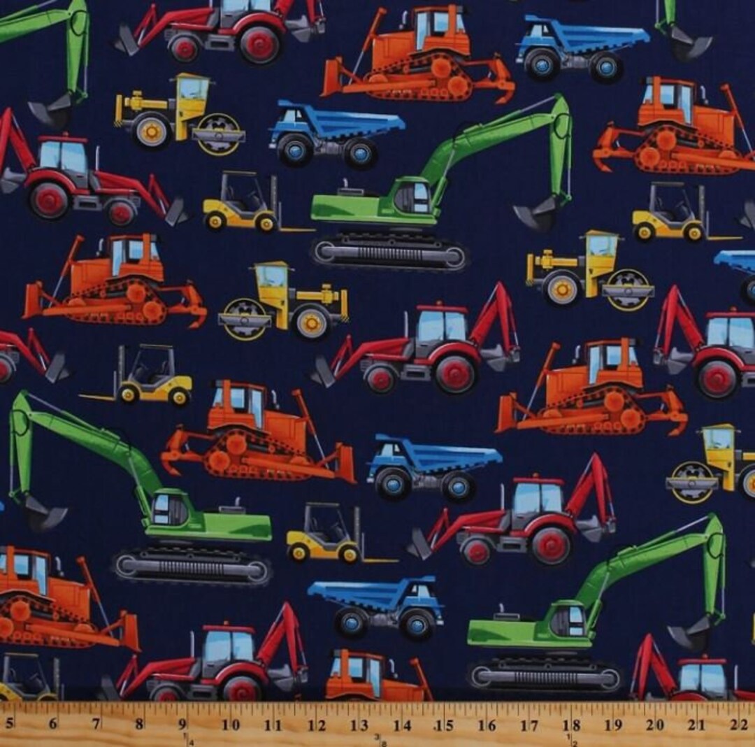 Cotton Construction Vehicles Bulldozers Forklifts Excavators Dump ...