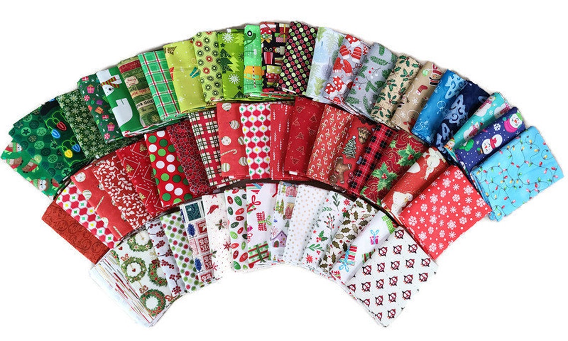 10 Fat Quarters Christmas Holiday Festive Winter Assorted Etsy