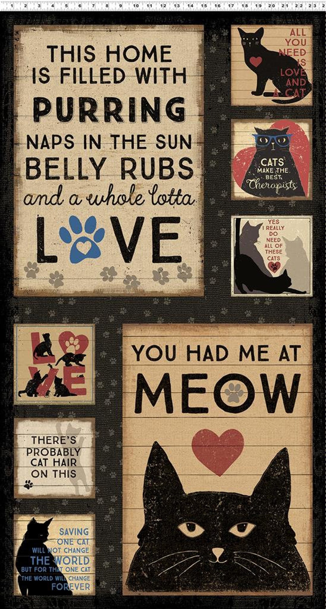24" X 44" Panel Cats Pets Kittens Kitty Felines Animals Purrfection ...