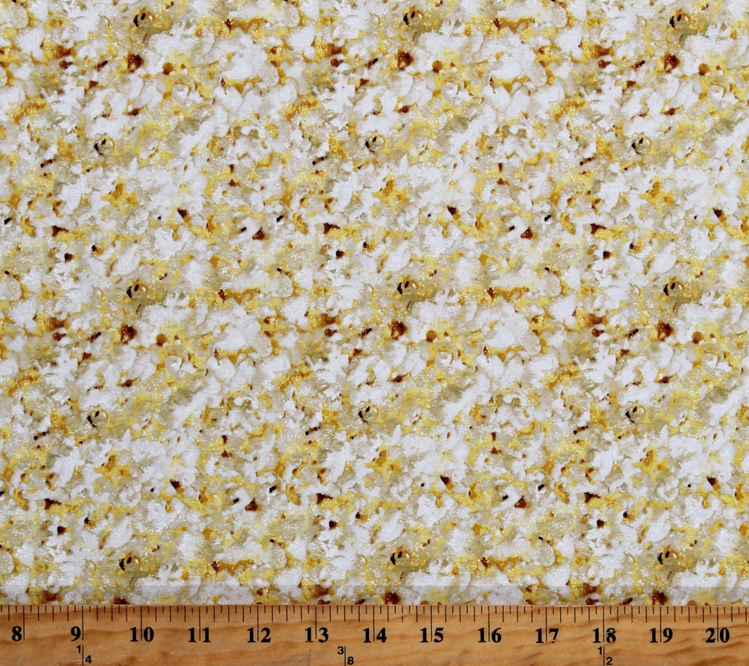 Cotton Popcorn Snacks Food Date Night Yellow Cotton Fabric Print by the ...