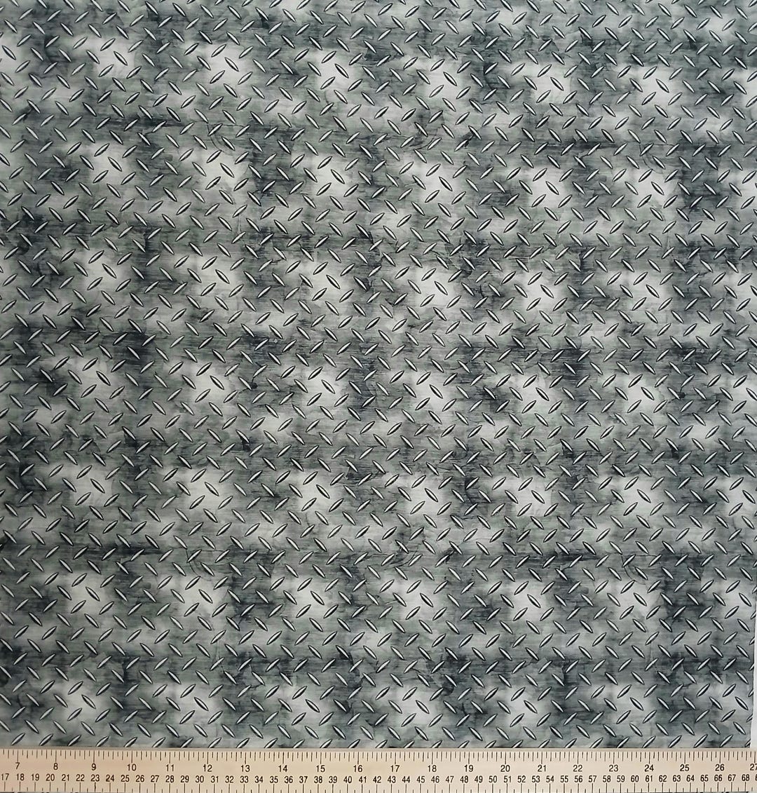 Cotton American Heroes Police Diamond Plate Metal Tread Texture ...