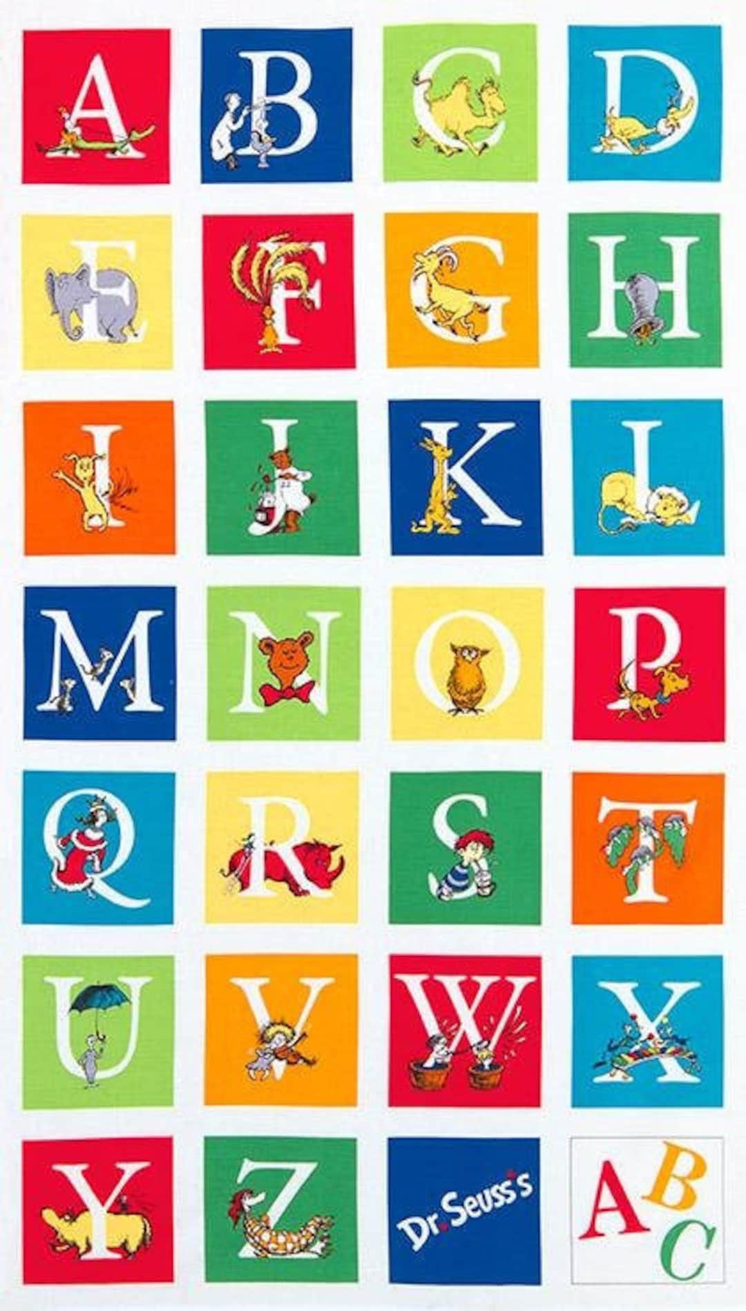 24" X 44" Panel ABC by Dr Seuss Abc's Alphabet Learning Kids Children's ...