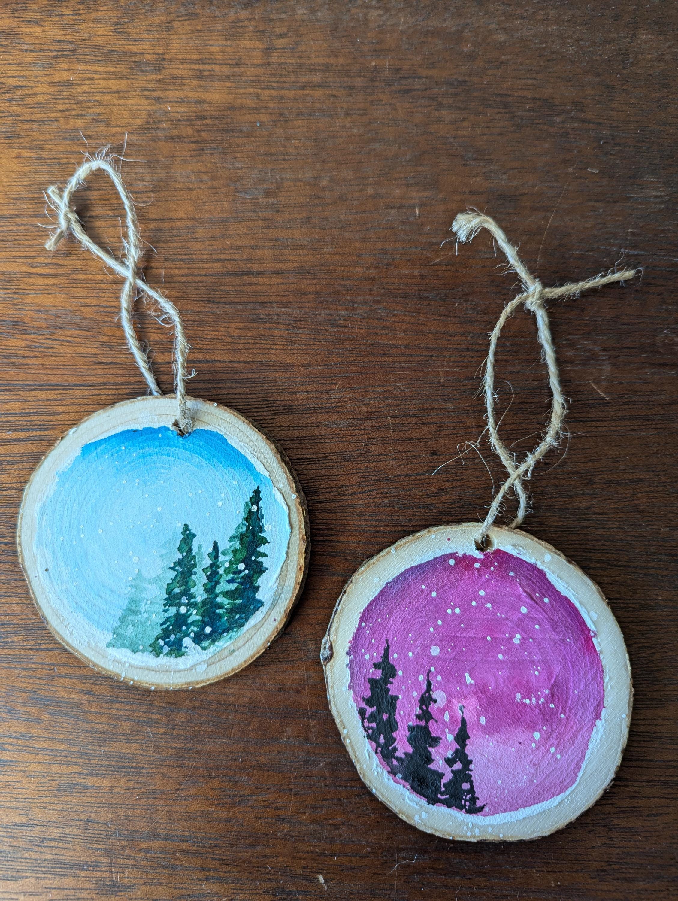 Hand Painted Wood Slice Ornaments - Etsy