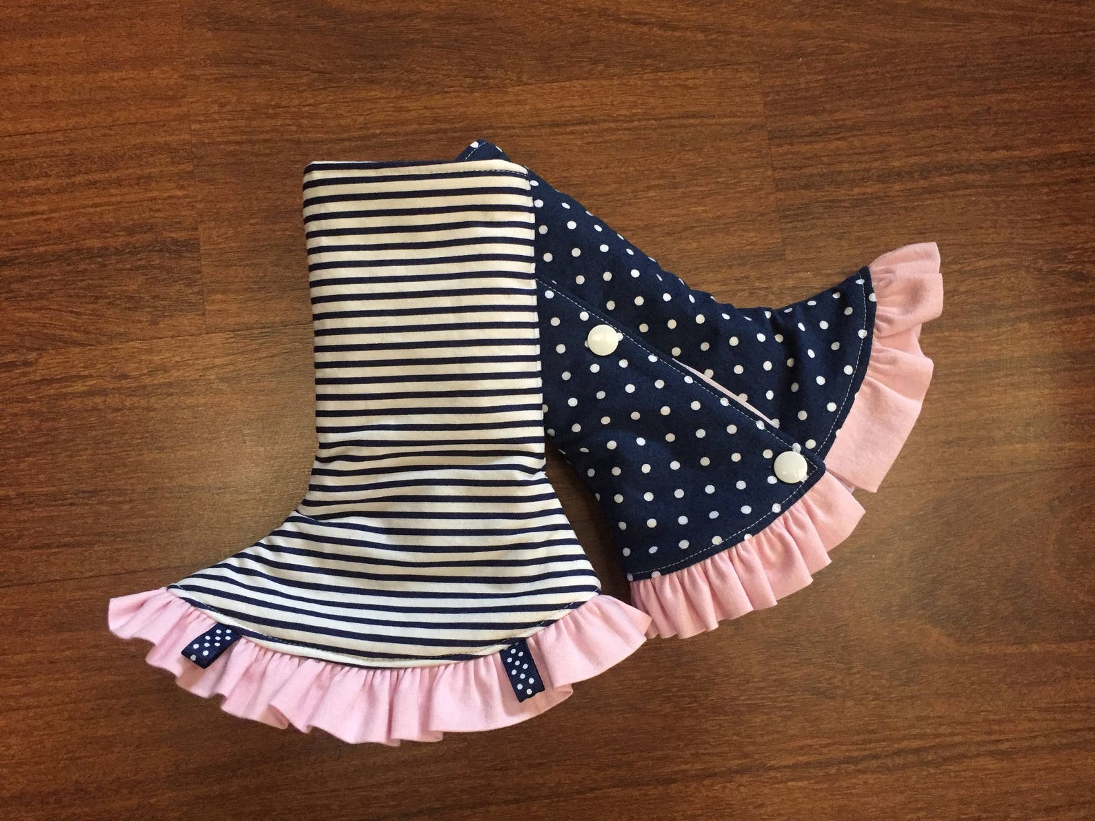 SSC Corner Drool Pads Navy Polka Dots and Stripes With Light | Etsy