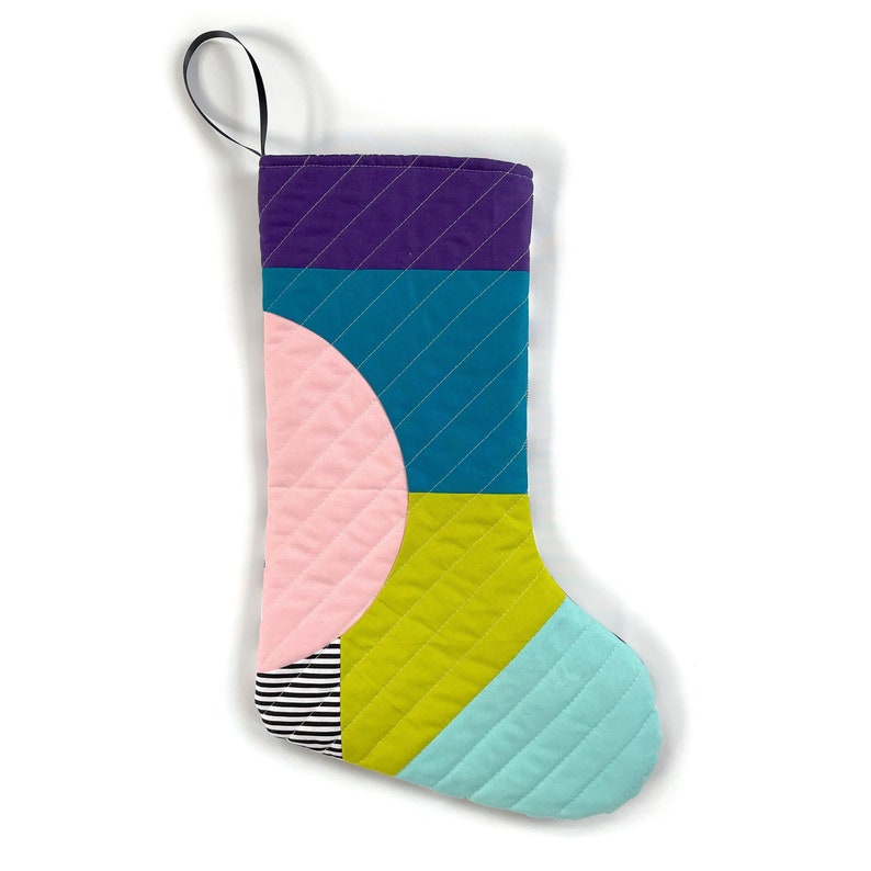 Quilted Modern Color Block Christmas Stocking // Purple // Ready to ...