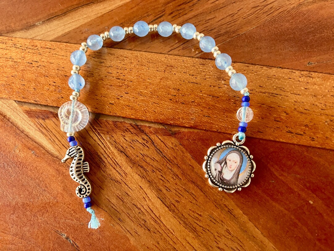St Clare of Assisi Ocean Themed Prayer Beads Chaplet With Seahorse and ...