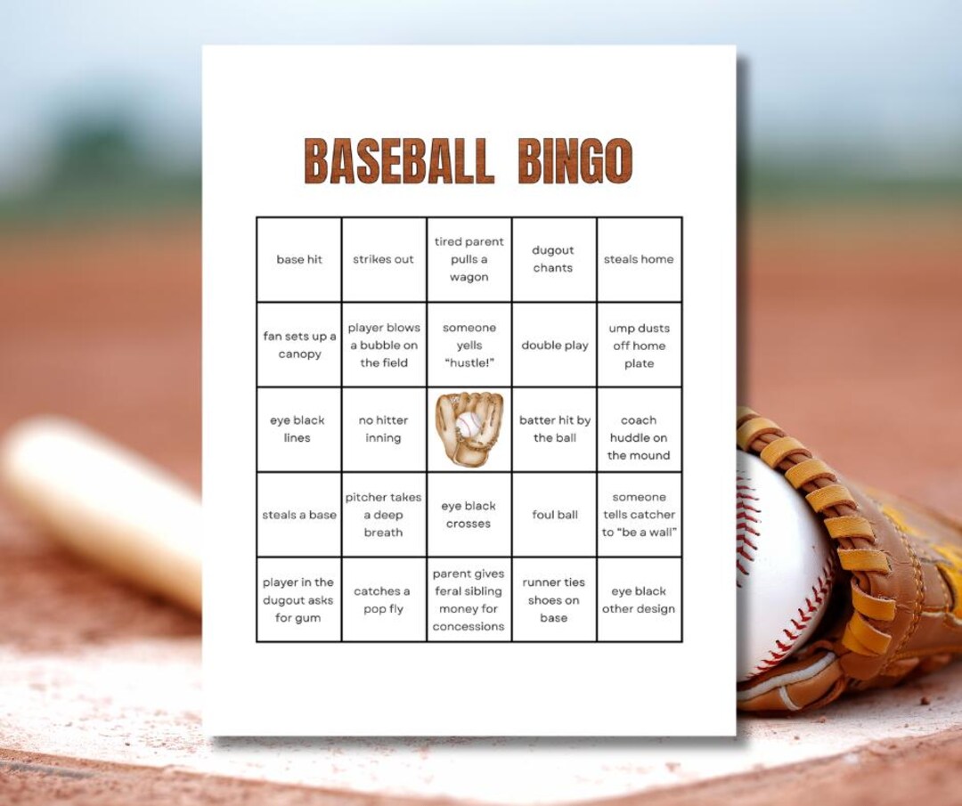 Baseball Bingo, Bingo Card, Sports Bingo, Baseball Printable, Bingo ...