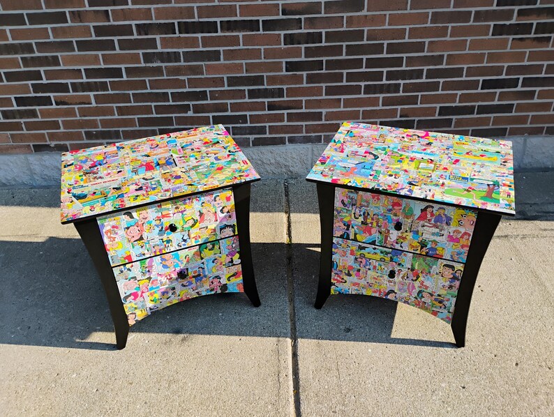 Unique Pair " Comic Book" Nighstands End Tables - Etsy