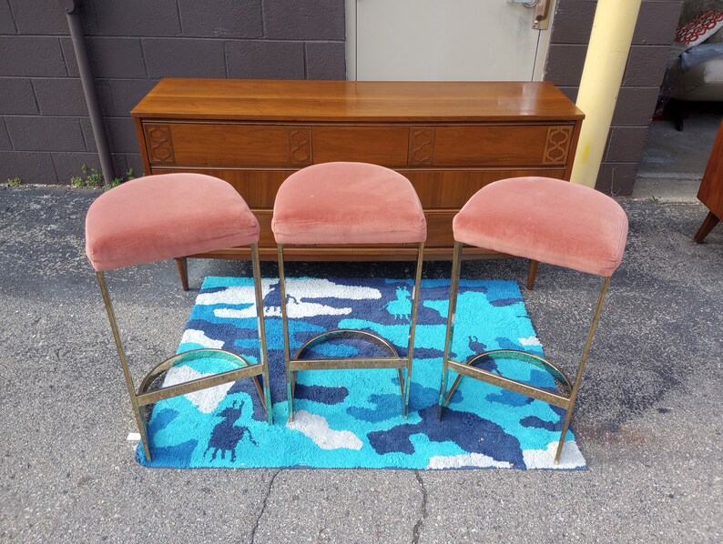 Set of 3 80s Cantilever Cal Style Bar Stools - Etsy