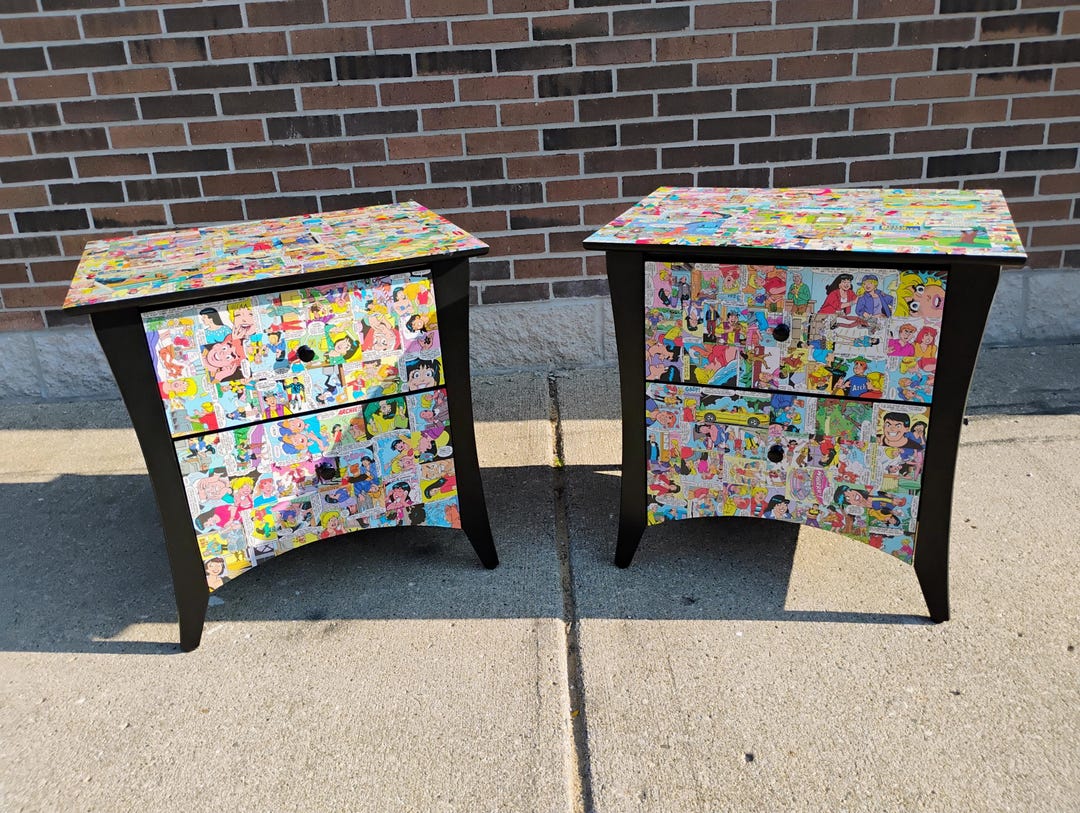 Unique Pair " Comic Book" Nighstands End Tables - Etsy