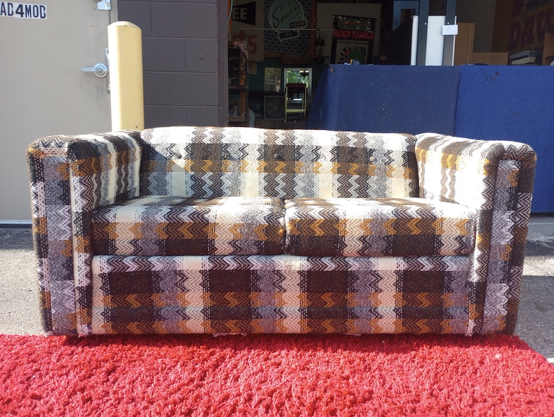 Mid 70s Tweed Wave Loveseat - Etsy