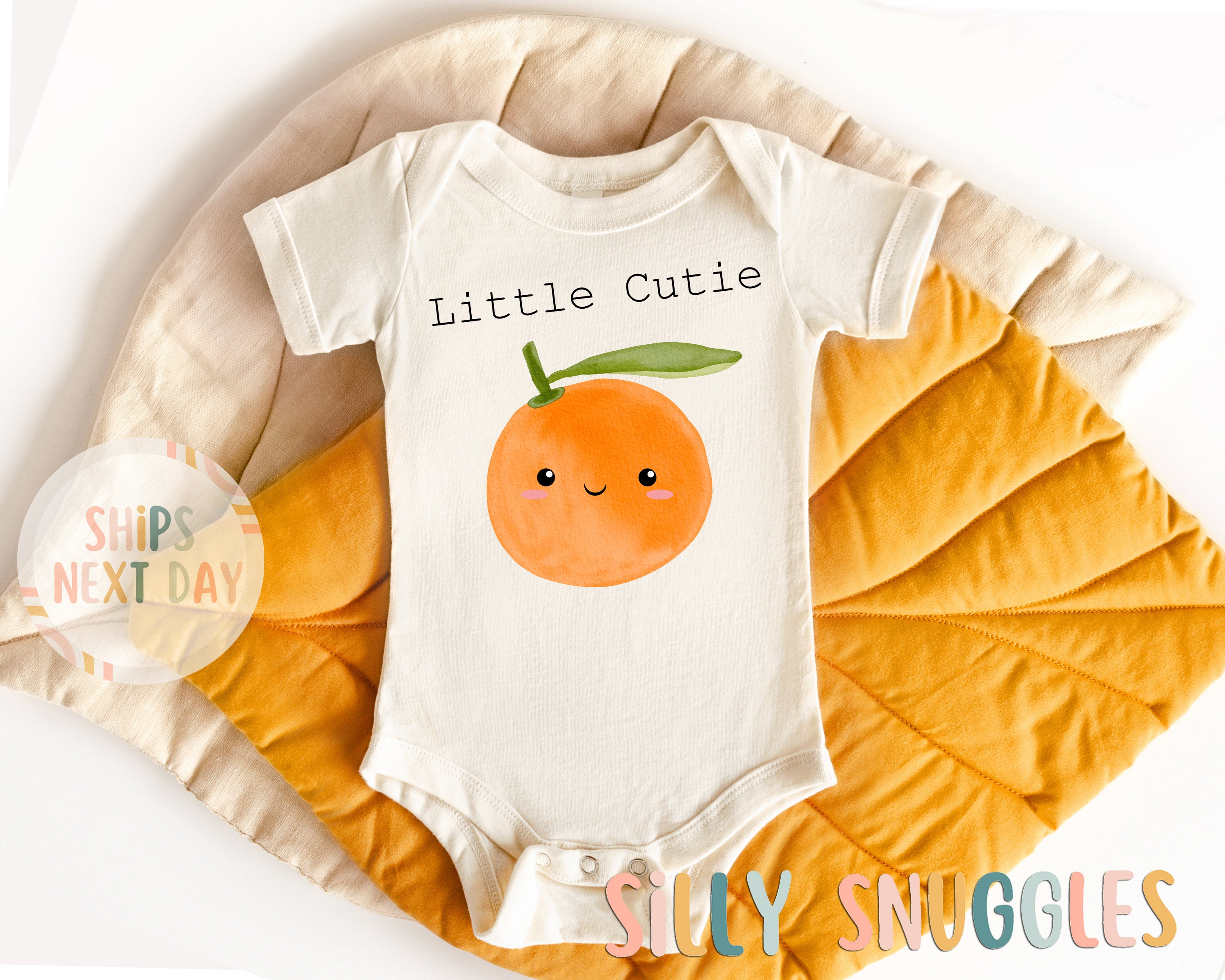 Little Cutie Trendy Cute Orange Baby Toddler Kid Tee Natural Onesie ...