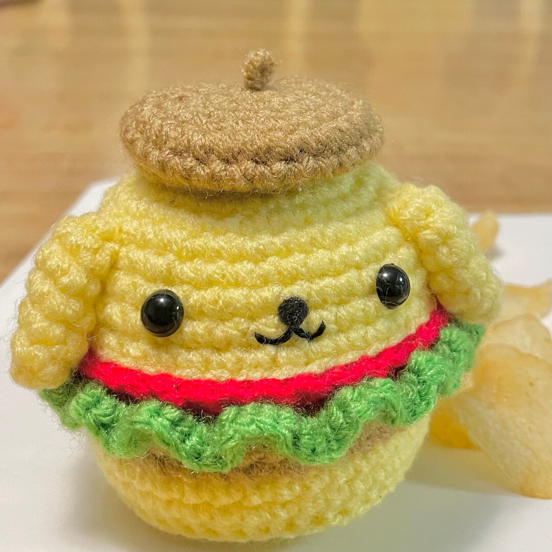 CROCHET PATTERN for Amigurumi Burger, Kawaii Crochet Burger, With Fan ...