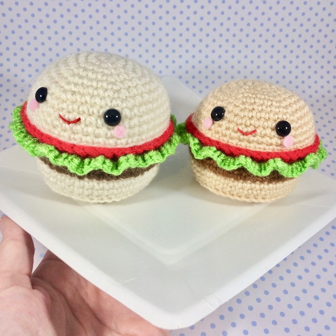 CROCHET PATTERN for Amigurumi Burger, Kawaii Crochet Burger, With Fan ...
