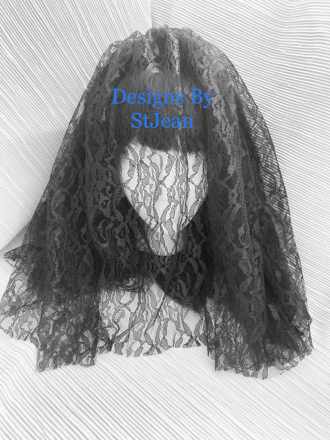 Embroidered Lace Flower, Black Vintage Style Lace Veil, Black Veil ...