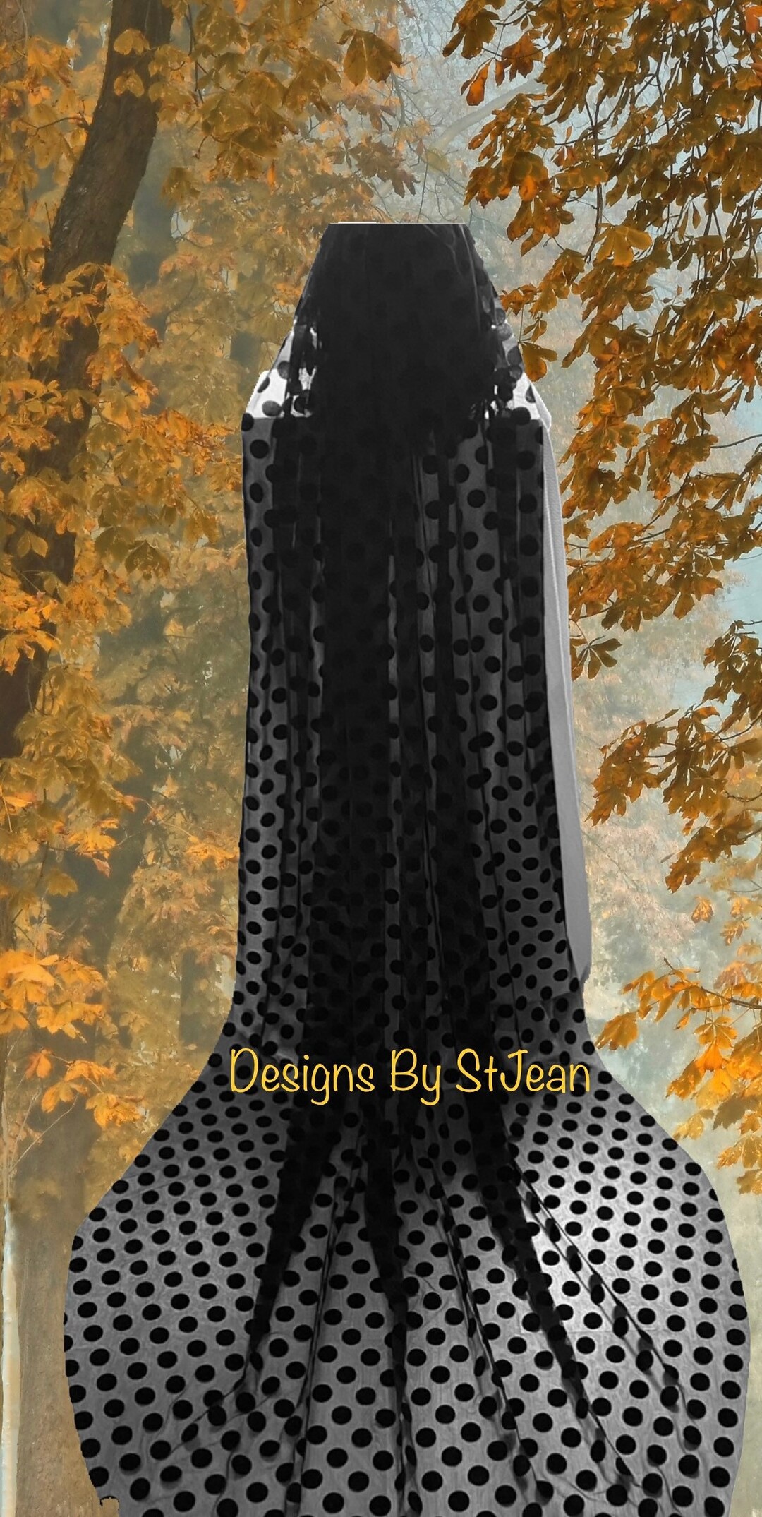 85 Black Veil, Velour Polka Dot Chapel Veil, Cathedral Veil, Halloween ...