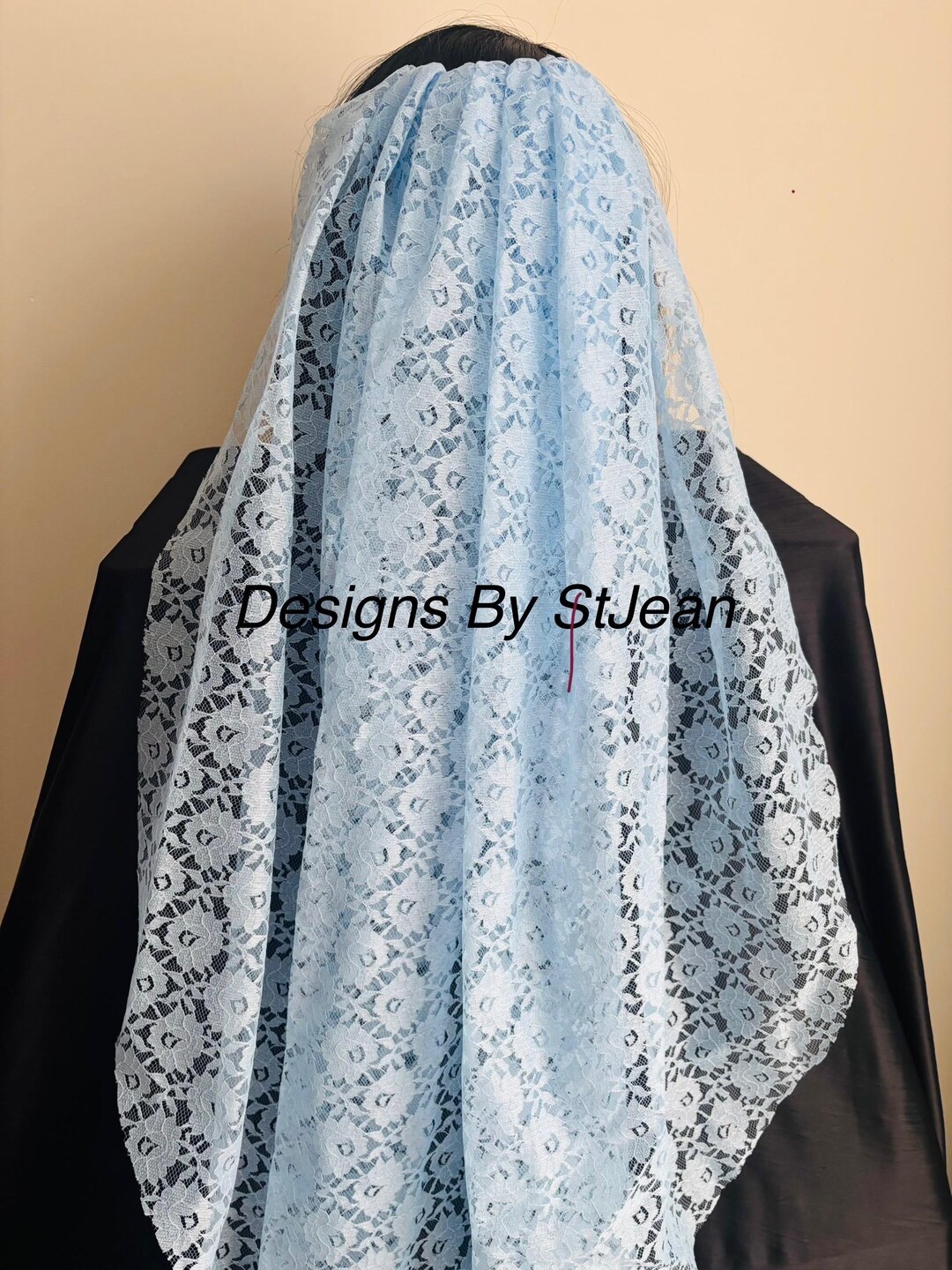 40” Single Layer Pastel Blue Vintage Style Lace Veil, Baby Blue ...