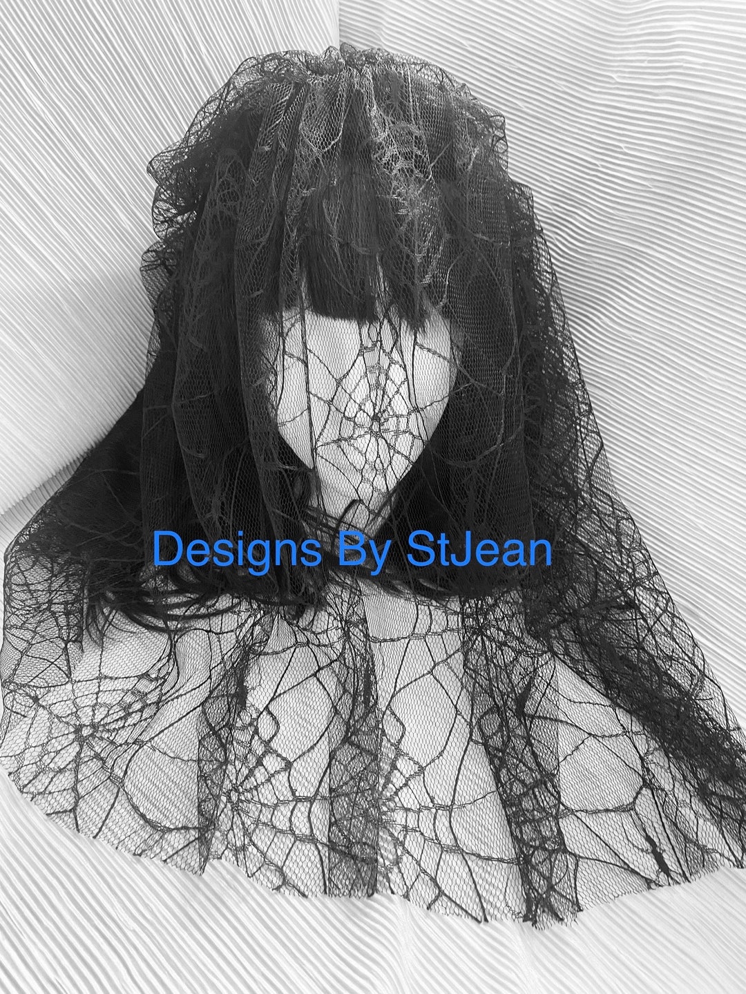 2 Tier Black Cob Web Veil, Spider Web Veil, Halloween Veil, Gothic ...
