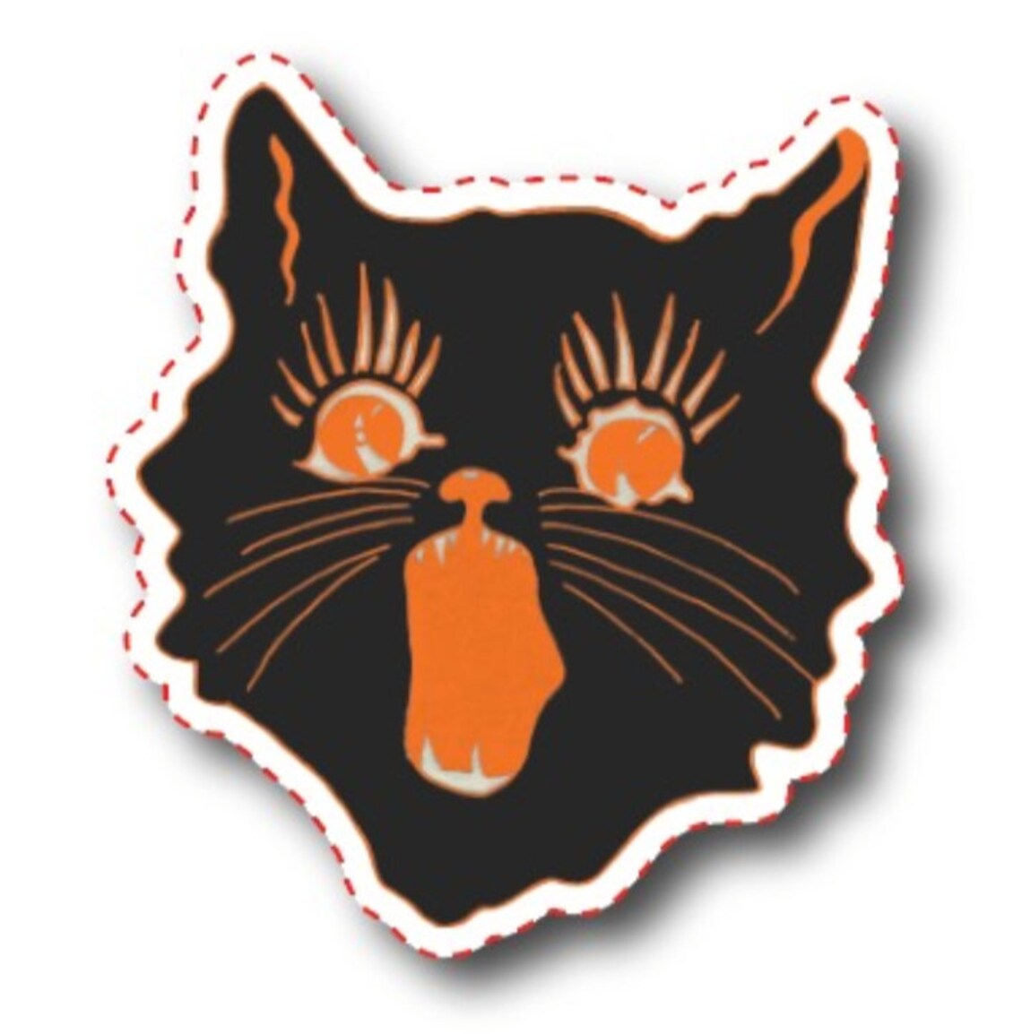 Retro Scaredy Cat Sticker black Orange Vinyl Decal - Etsy