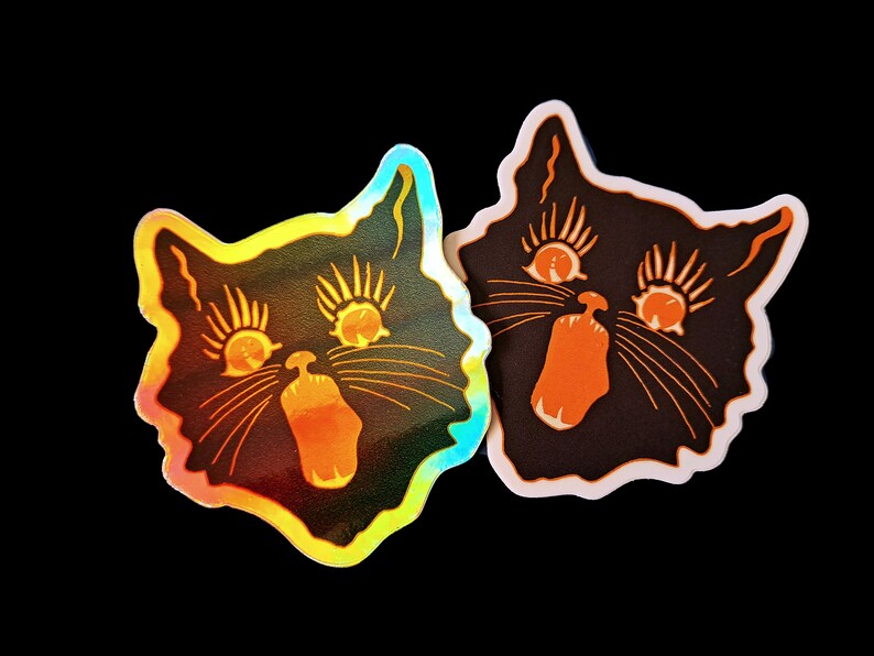 Retro Scaredy Cat Sticker black Orange Vinyl Decal - Etsy