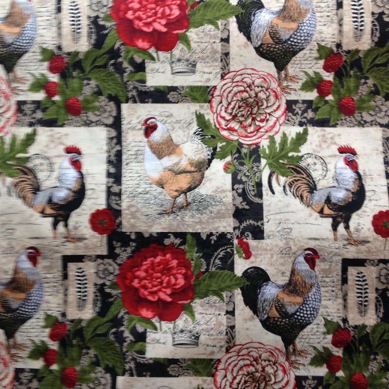 Rooster Fabric - Etsy