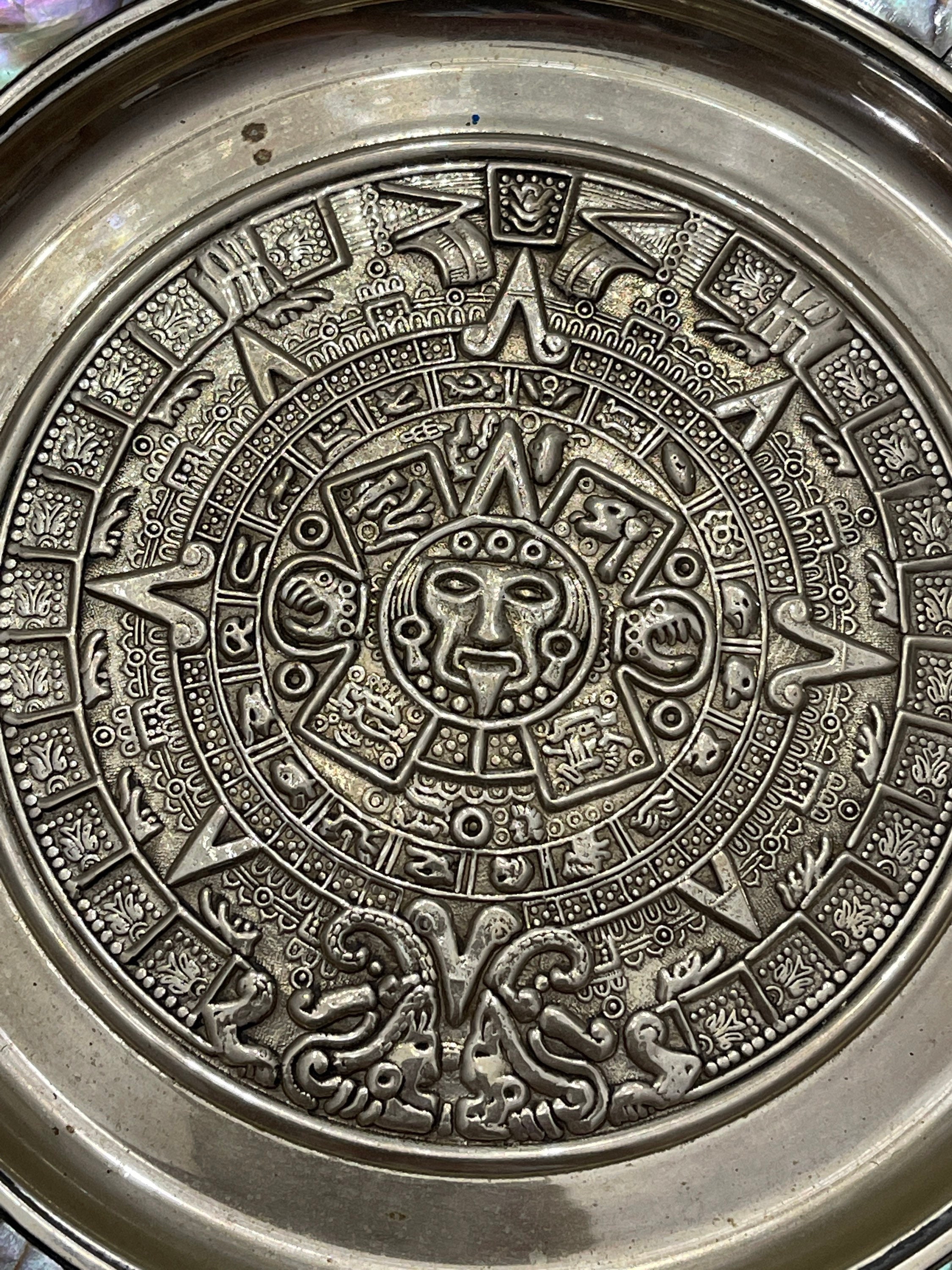 Vintage Silver Mayan Abalone Ashtray and Charger Plate/wall - Etsy