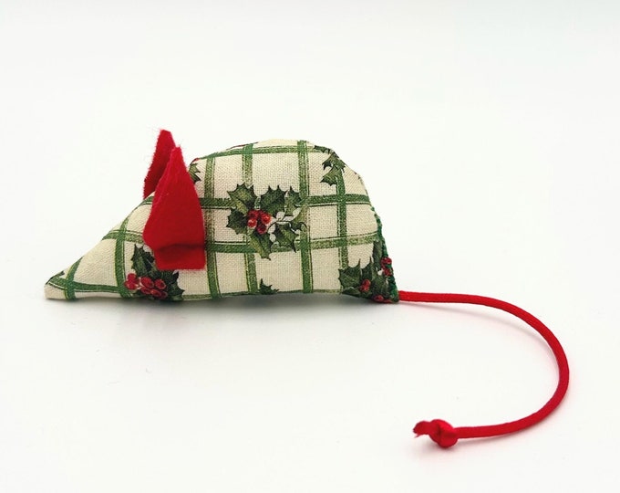 Christmas Mouse Catnip Cat Toy, Traditional Christmas, Holly, Green Red ...