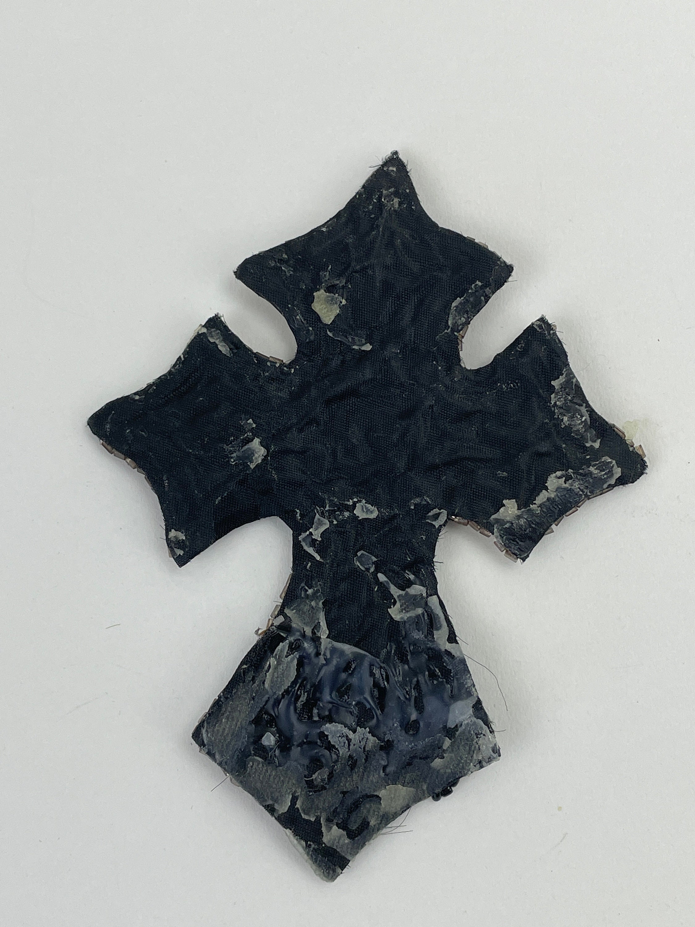 Hand Beaded Black Jet and Beige Bugle Beaded Cross Fabric - Etsy
