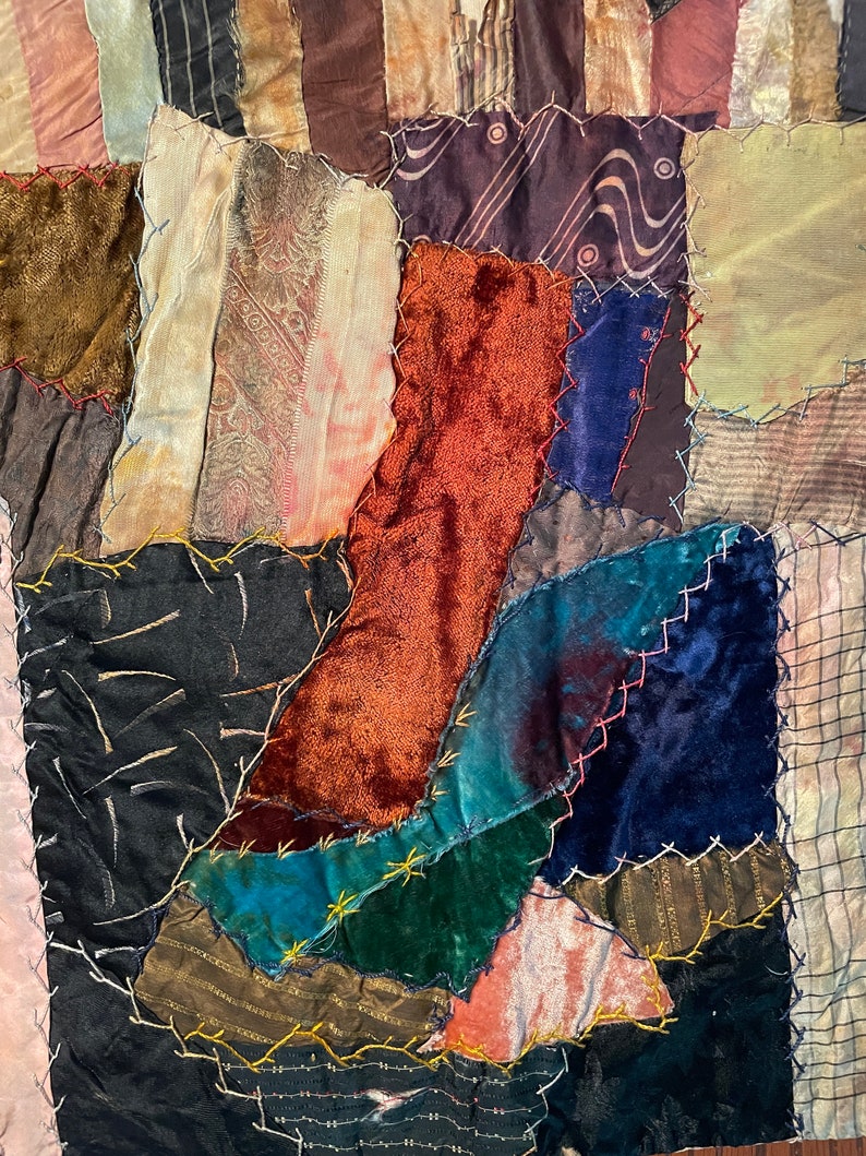 Victorian Crazy Quilt Patchwork Scrap Piece for Sewing | Etsy