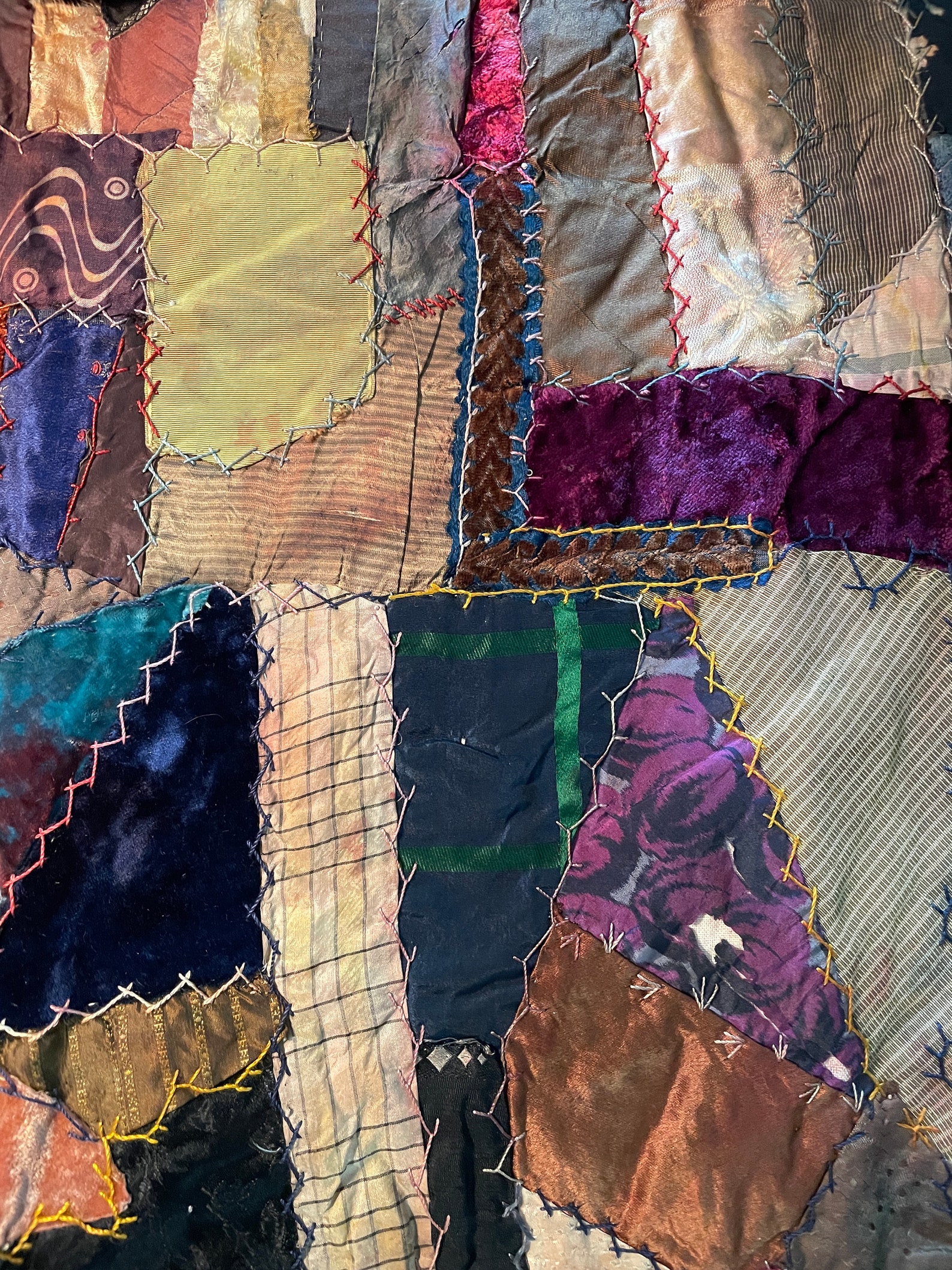 Victorian Crazy Quilt Patchwork Scrap Piece for Sewing | Etsy