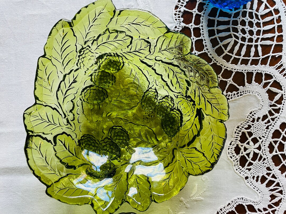 Vintage Indiana Loganberry Glass Green Berry Candy Dish 1960s - Etsy