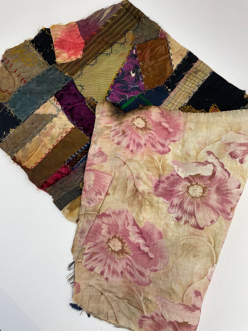 Victorian Crazy Quilt Patchwork Scrap Piece for Sewing | Etsy