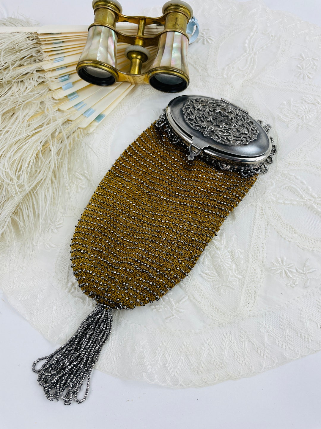 1860s-1900s Victorian Beaded and Crochet Sock Purse With - Etsy