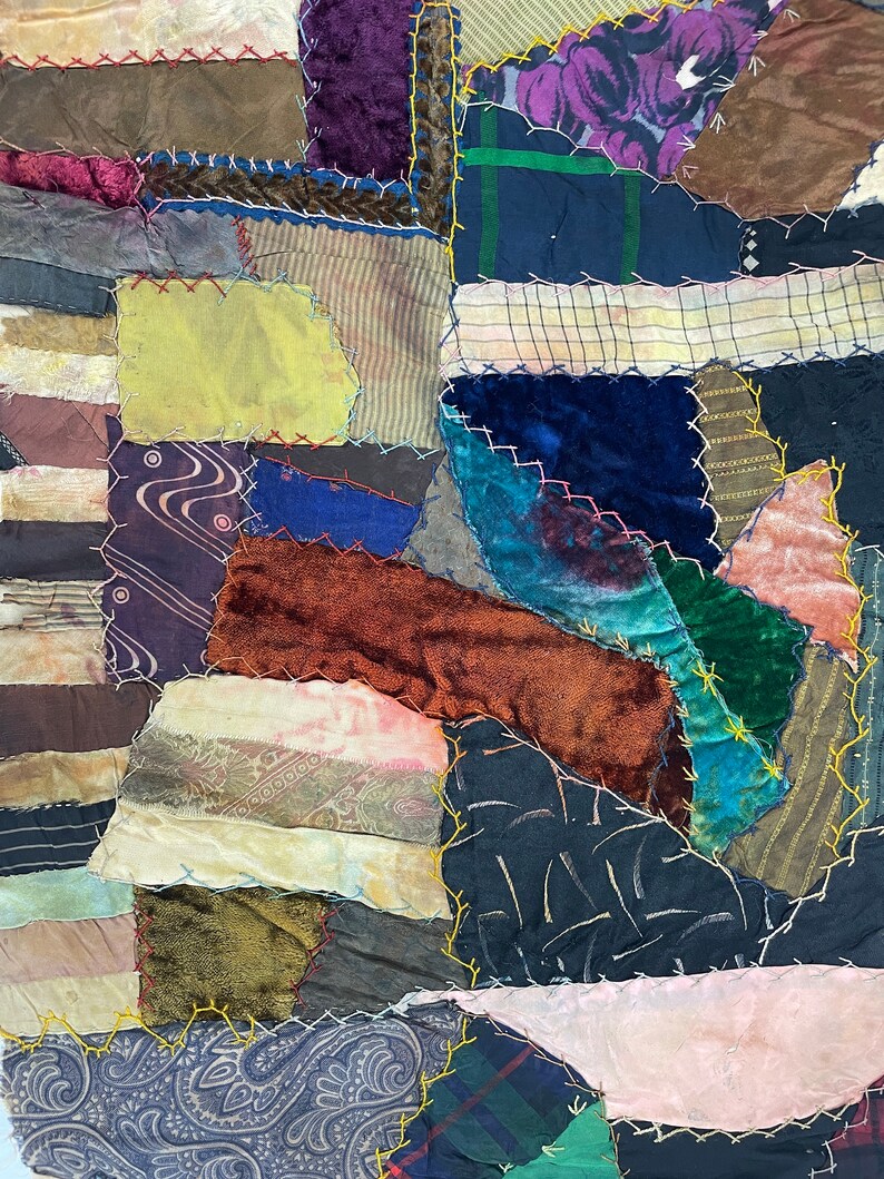 Victorian Crazy Quilt Patchwork Scrap Piece for Sewing | Etsy
