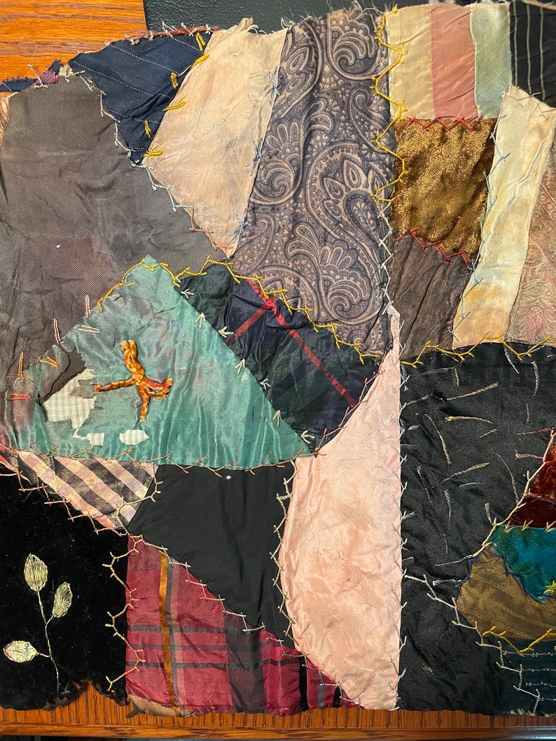 Victorian Crazy Quilt Patchwork Scrap Piece for Sewing | Etsy