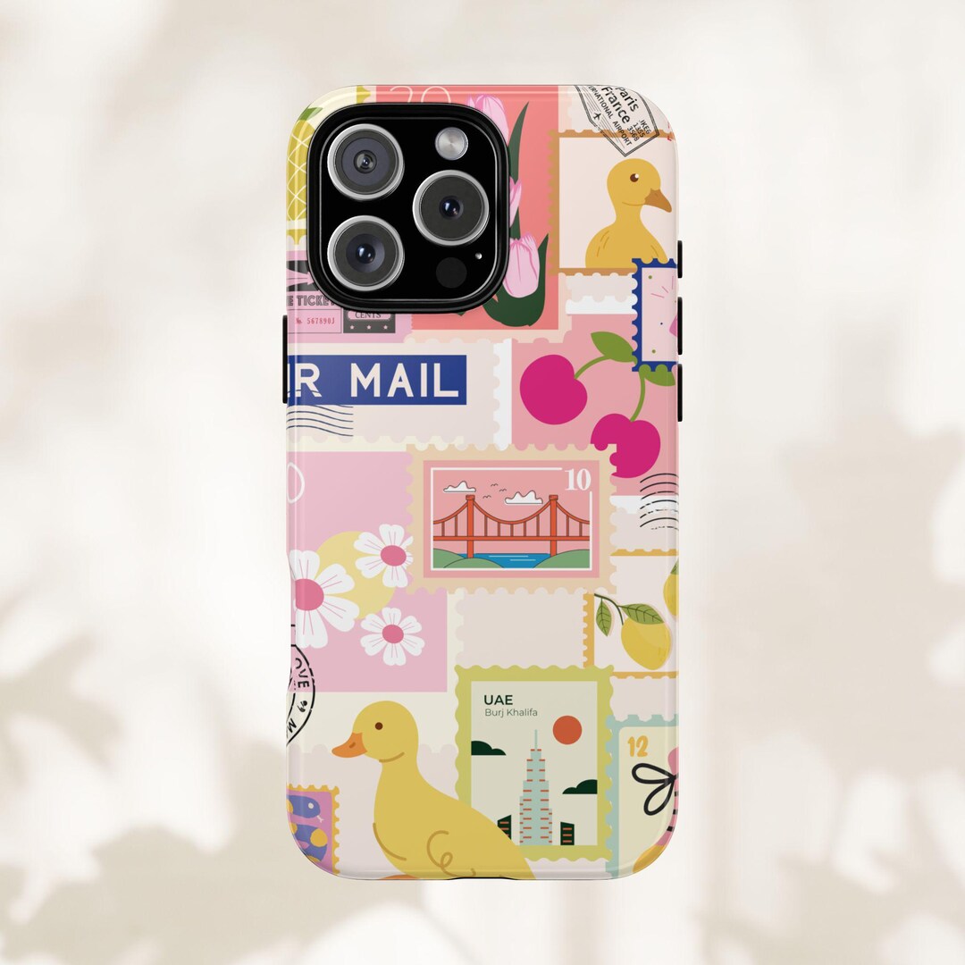IPhone Case 16 Pro Vintage Post Stamps iPhone 16 Case Kawaii iPhone ...