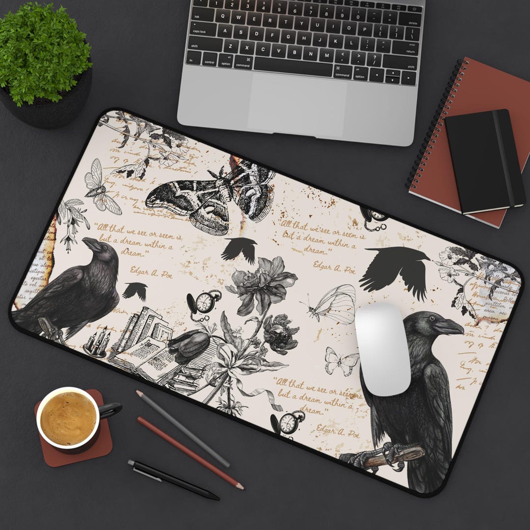 Edgar Allan Poe Vintage Desk Mat Teacher Literature Gift Poetry Lovers ...