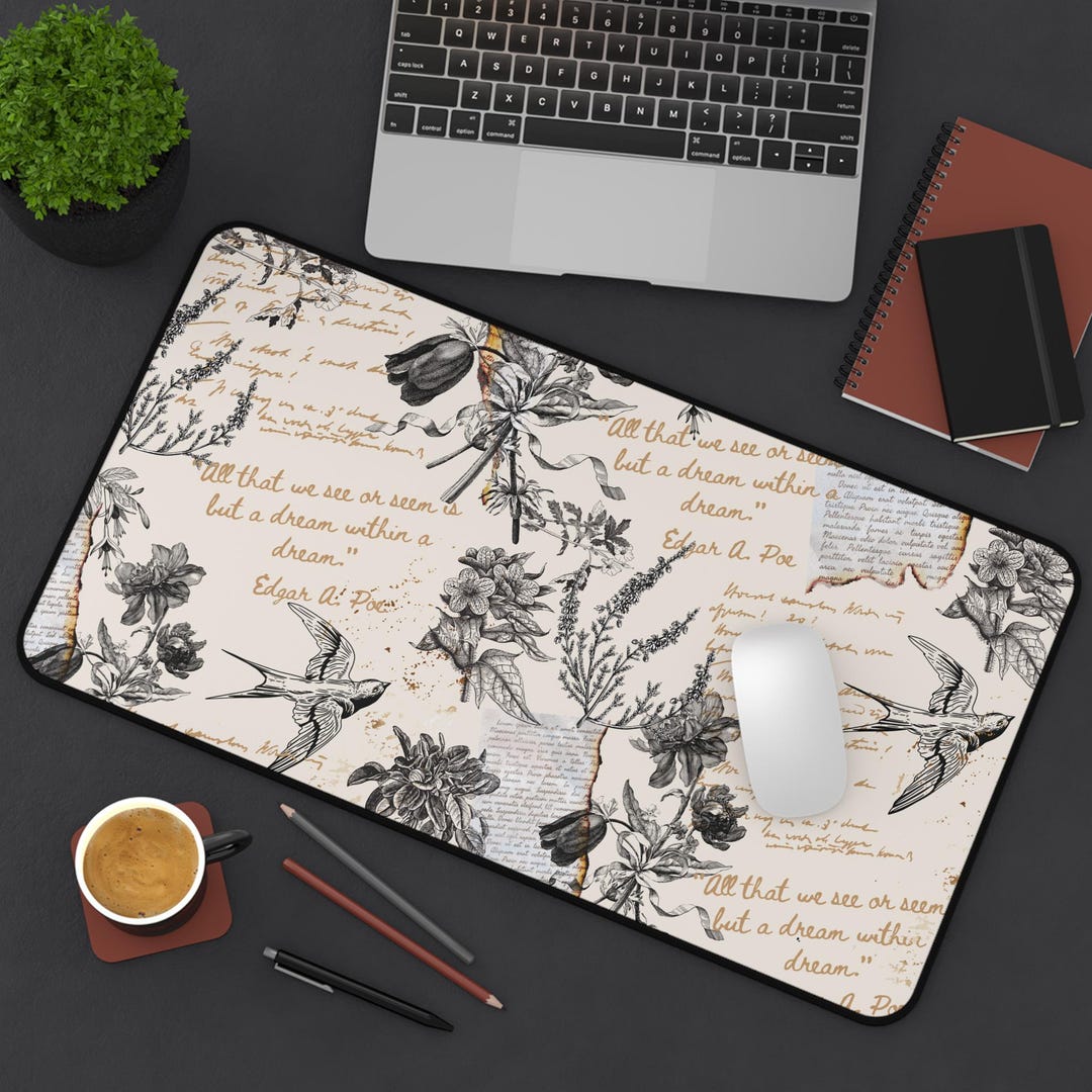 Edgar Allan Poe Vintage Desk Mat Teacher Literature Gift Poetry Lovers ...