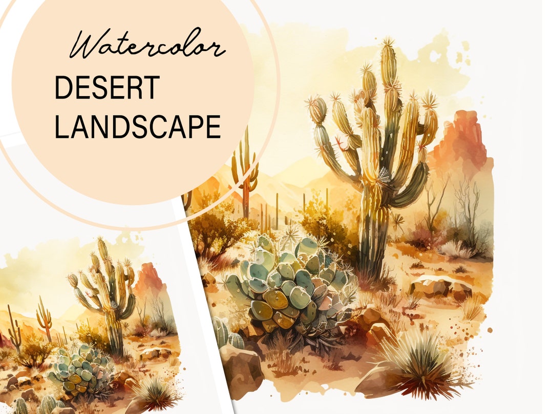 Beautiful Watercolor Desert Landscape Instant Download Perfect for ...