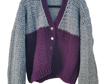 Color Block Crochet Cardigan - Etsy