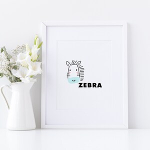 Cute Zebra Printable Art, Digital Prints, Prints, Various Sizes ...