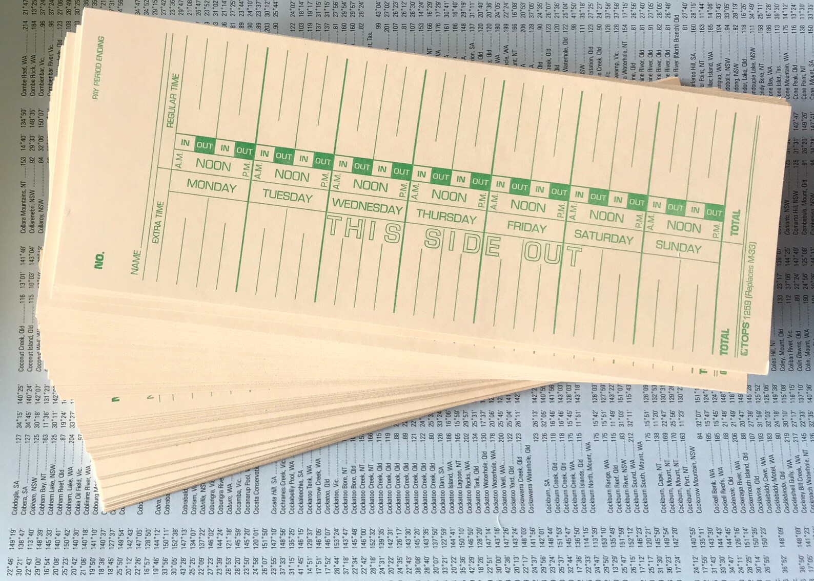 10x Time Cards Bundy Clock Cards 7 | Etsy