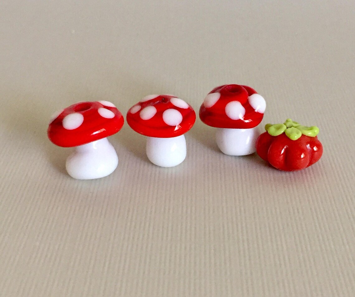 3 Little tiny red toadstools cute set of 3 | Etsy