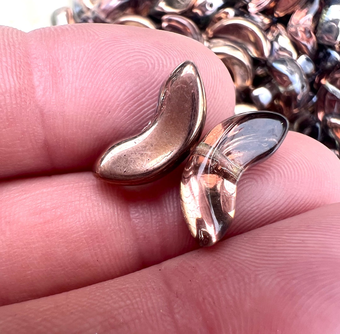 Czech Glass ANGEL WINGS Metallic GOLD Finish Front Translucent Copper ...