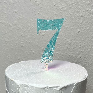 Number 7 Cake Topper or Charm | Iridescent Acrylic Cake Accessory ...