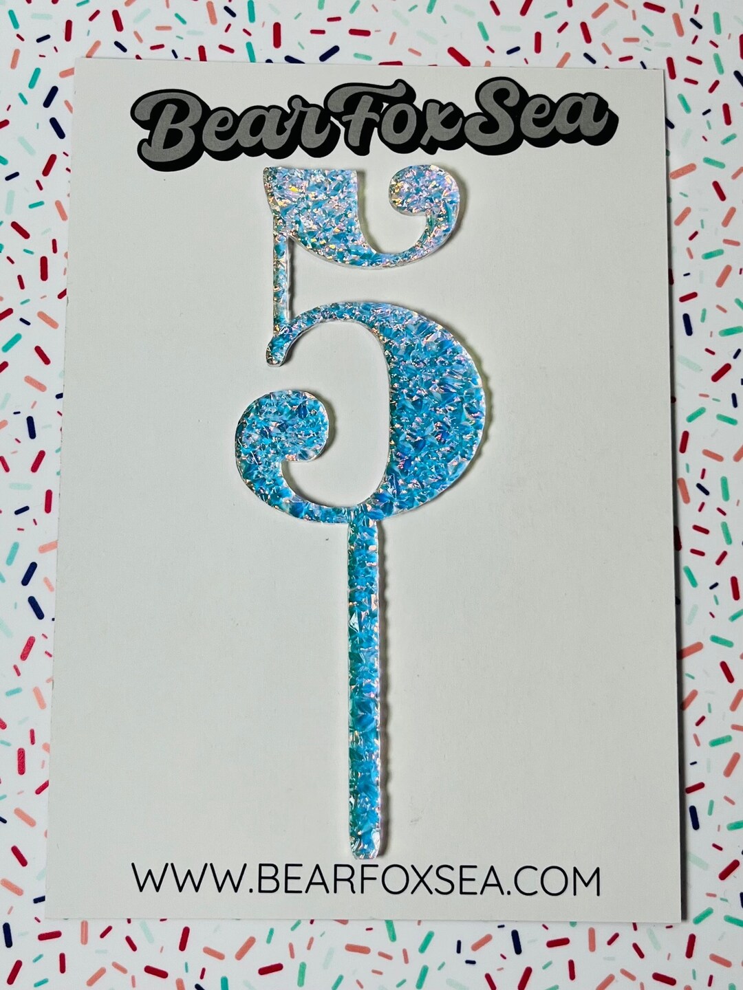 Number 5 Cake Topper or Charm | Iridescent Acrylic Cake Accessory ...